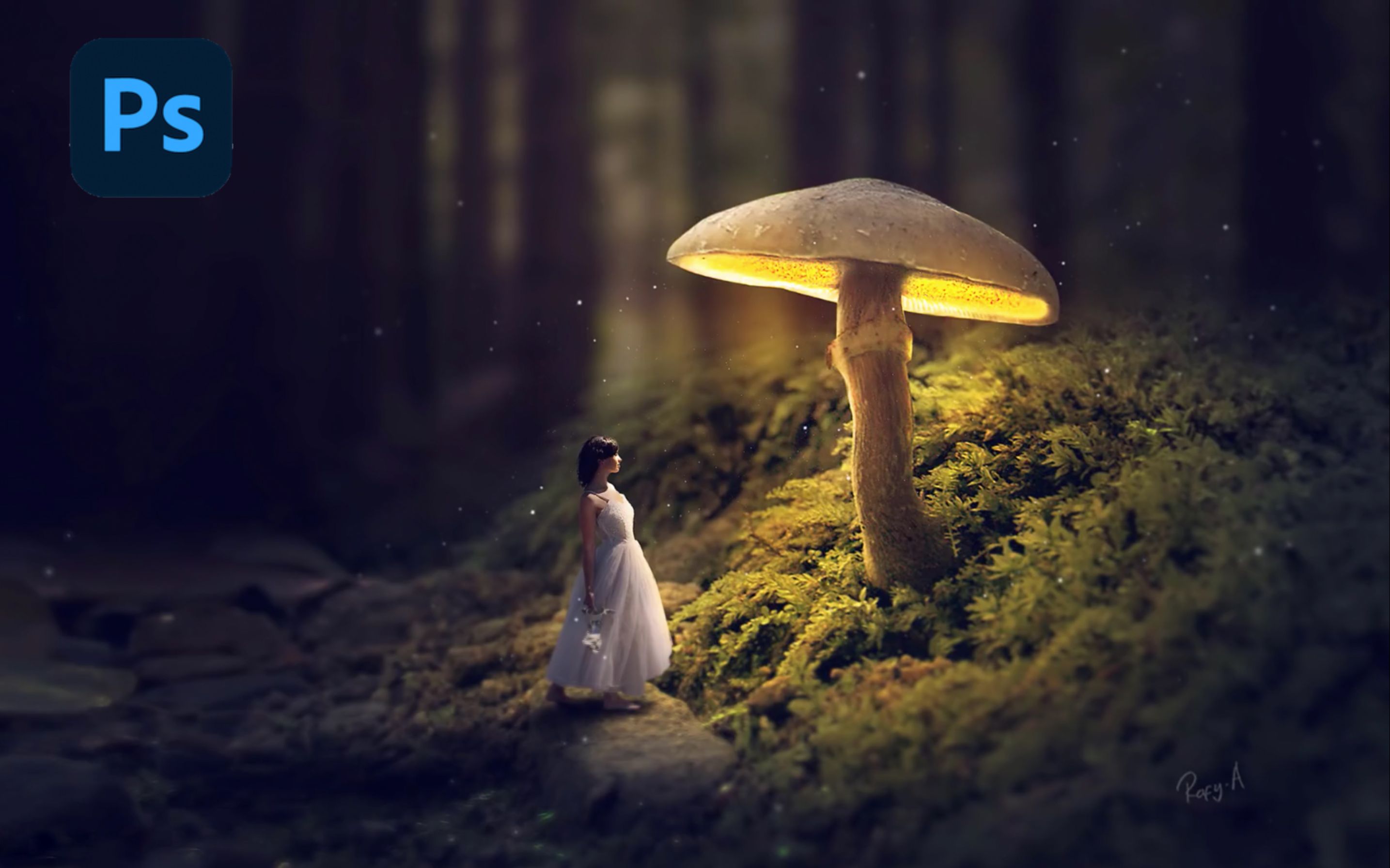 【PS】光芒四射的蘑菇 photoshop 魔幻效果制作教程