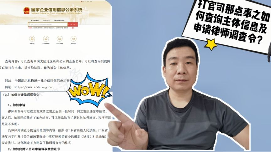 打官司那点事之如何查询主体信息及申请律师调查令?