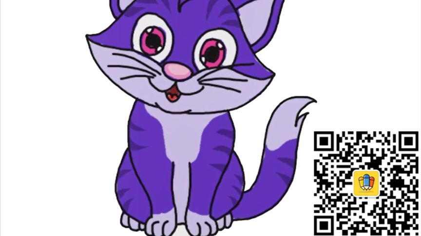 儿童简笔画精选-如何画一只可爱的卡通猫咪
