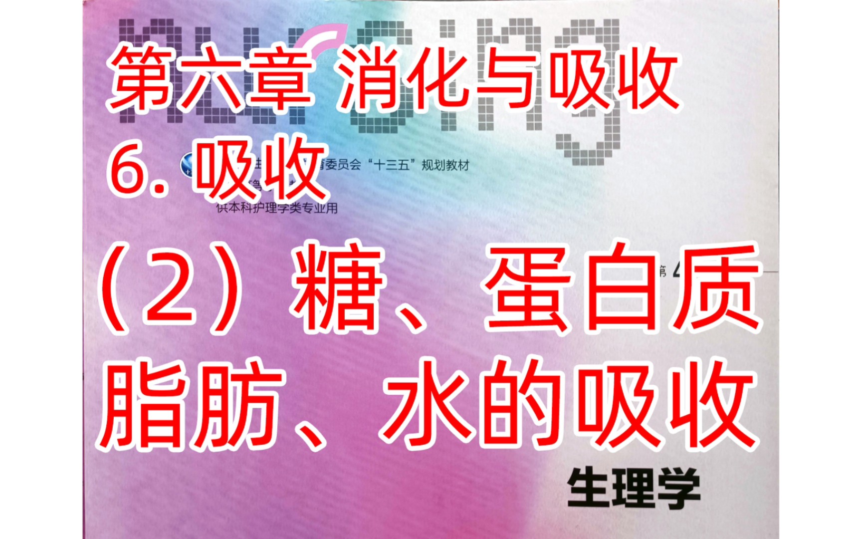 《生理学》消化22-糖、蛋白质、脂肪、水的吸收