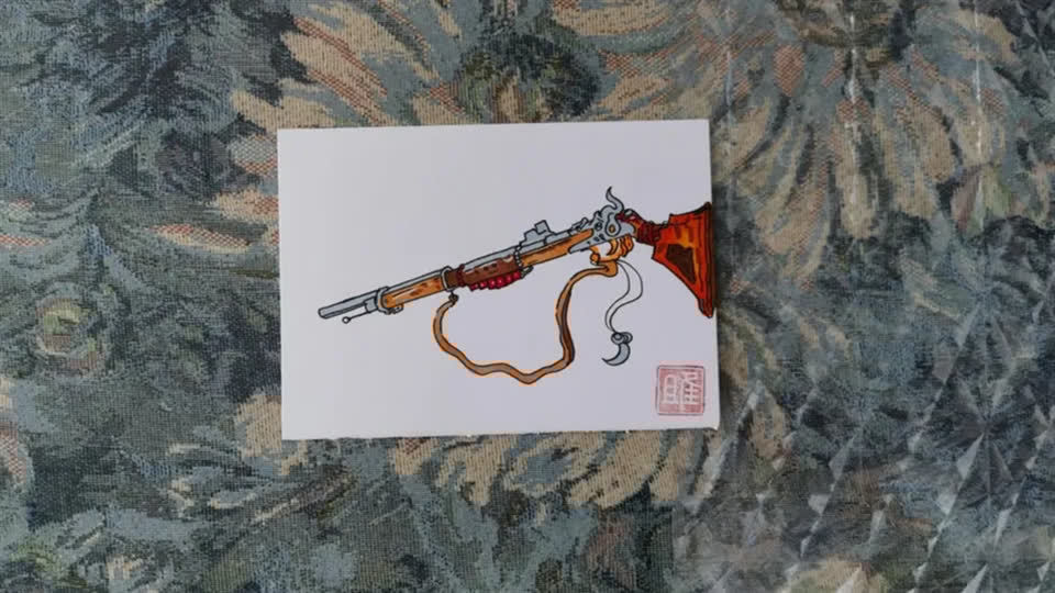 今天教大家画98K狙击枪!画画简笔画武器98k绘画教程