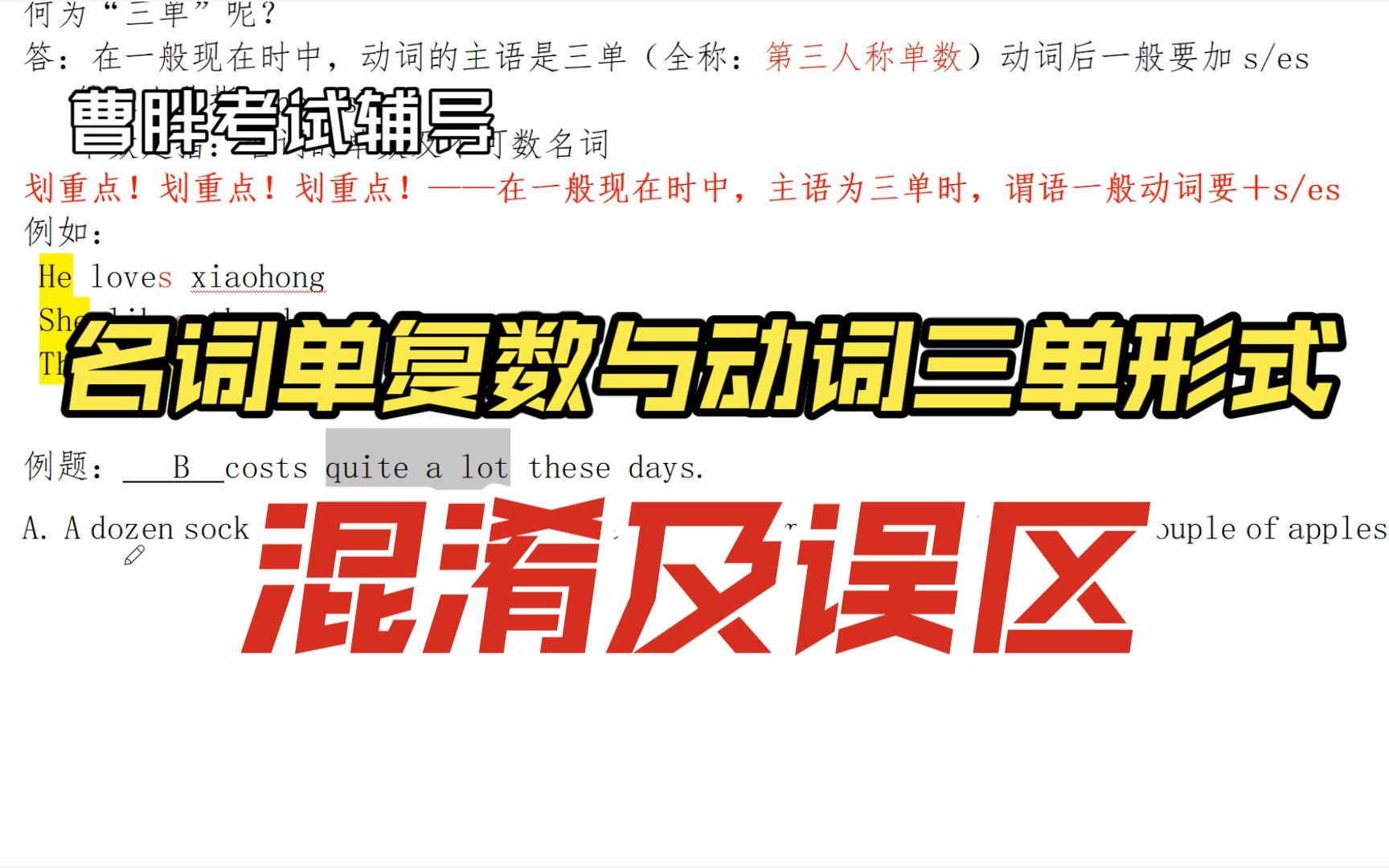 名词单复数与动词三单形式混淆及误区