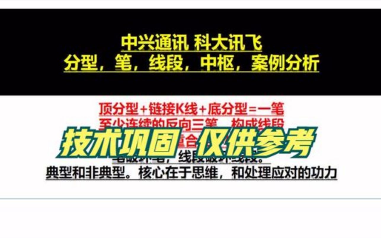 10.5【点评篇】中兴通讯 科大讯飞,分型,笔,线段,中枢,案例分析 技术巩固