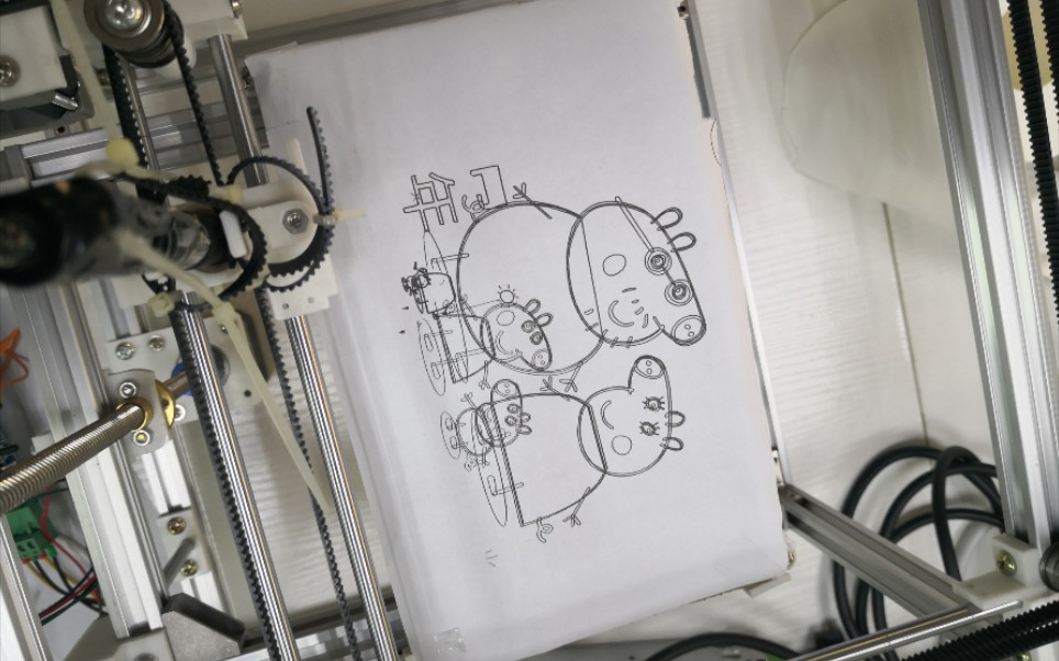 ...+ micropython 用3d打印机改的绘图机。开源供大家参考,教程在简介中