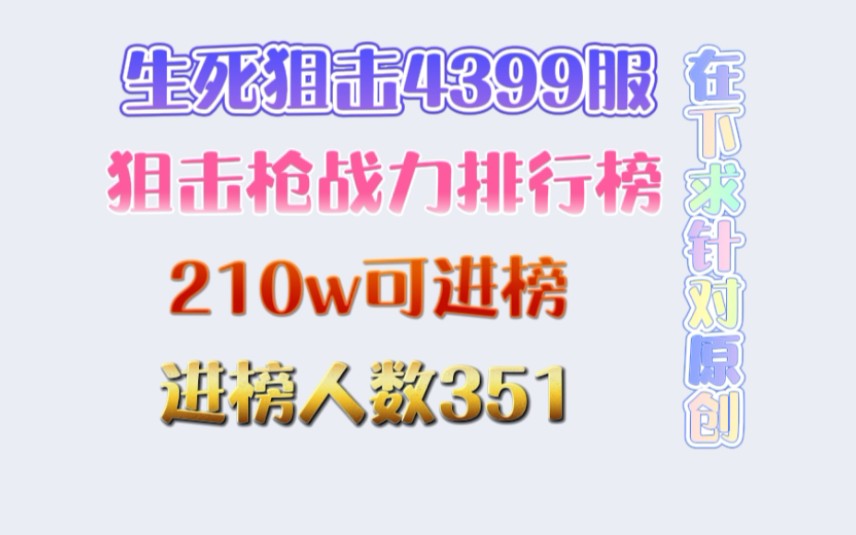 生死狙击:狙击枪战力排行榜