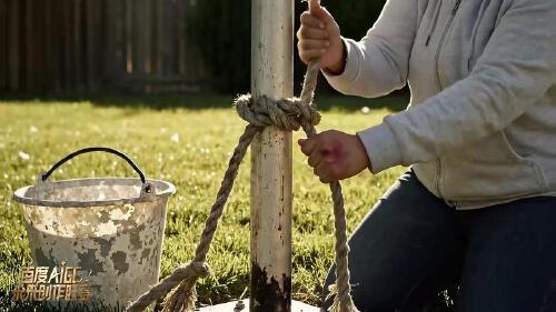 升旗仪式突发意外!小青蛇卡住滑轮大妈惊呆,结局意想不到