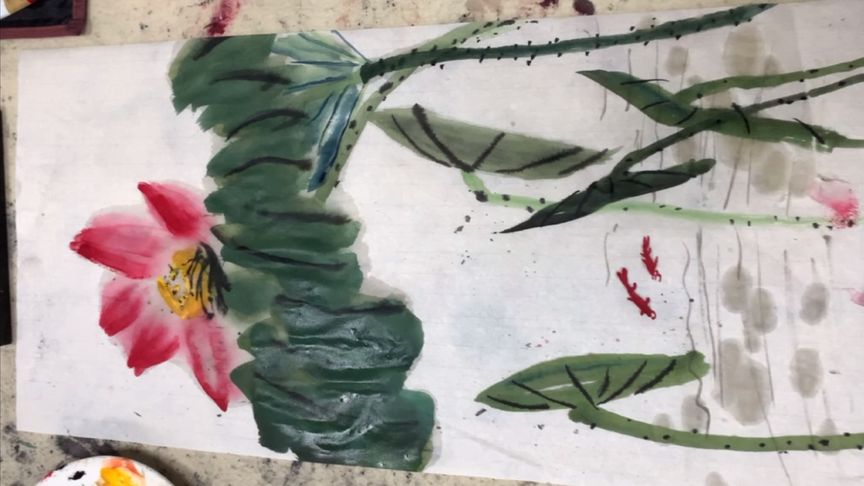 #儿童国画#荷花#儿童水墨画儿童创意绘画
