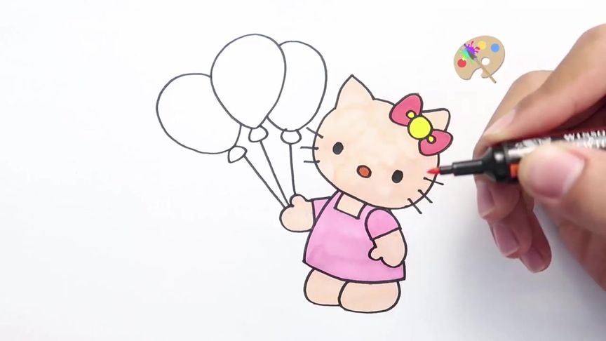 孩子一看就会画,幼儿简笔画上色教程:Hello Kitty
