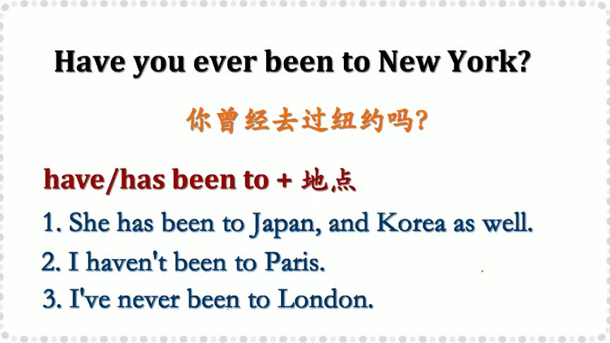 Have/has been too +地点 用法详解