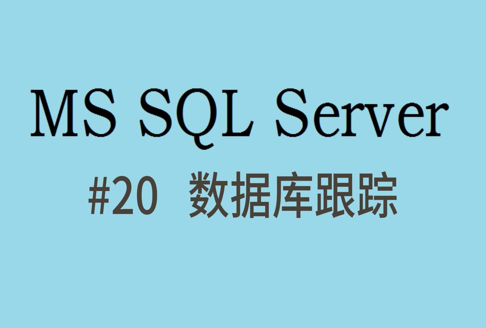 SQL Server基础【二十】数据库跟踪