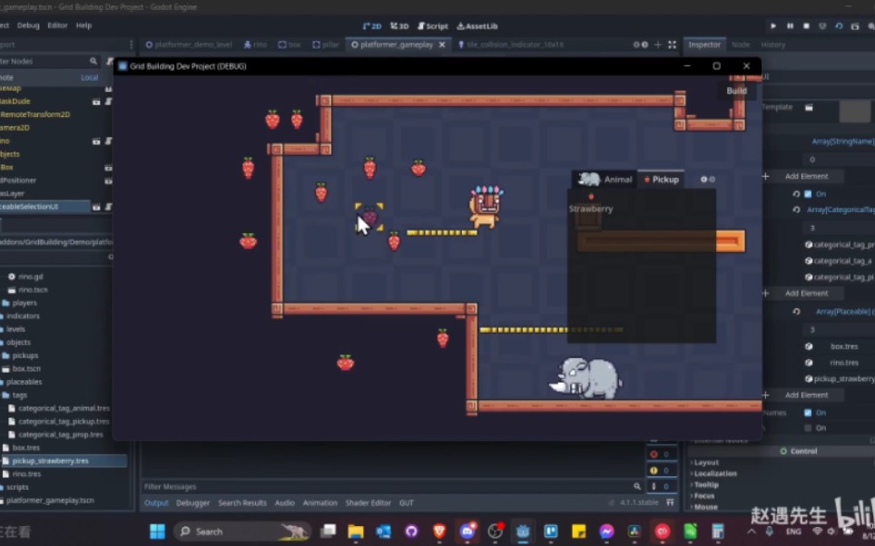 用 Godot 4 中的网格生成器制作带有游戏内对象放置的平台横版卷轴游戏