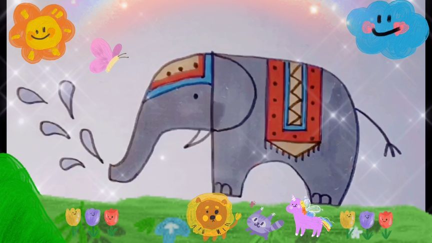 大象简笔画 简单好看,小朋友们一起来画漂亮的印度小象吧