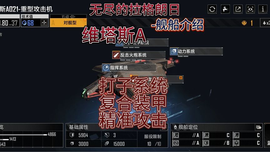无尽的拉格朗日舰船介绍,维塔斯a重型攻击机,打击子系统。