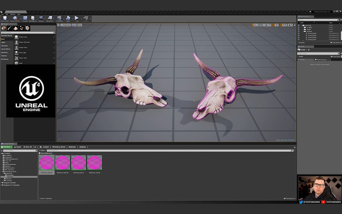 UE4如何给模型增加线框覆盖材质