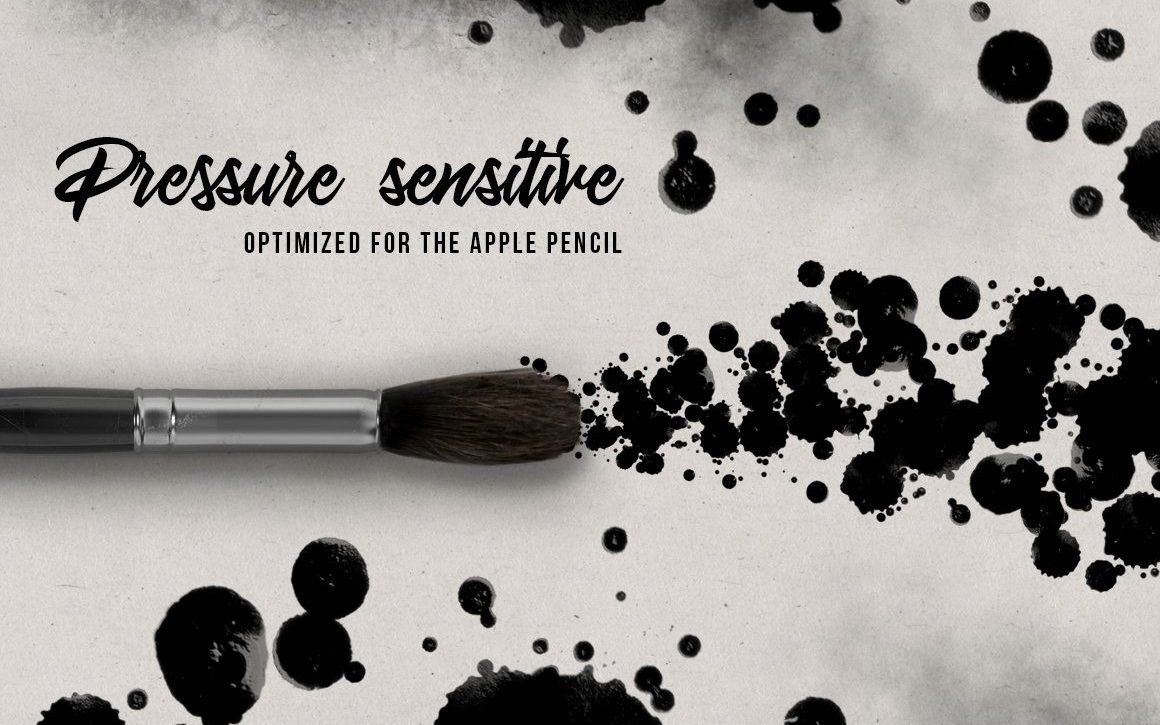 17款国风墨水飞溅效果素描绘画画笔Procreate笔刷