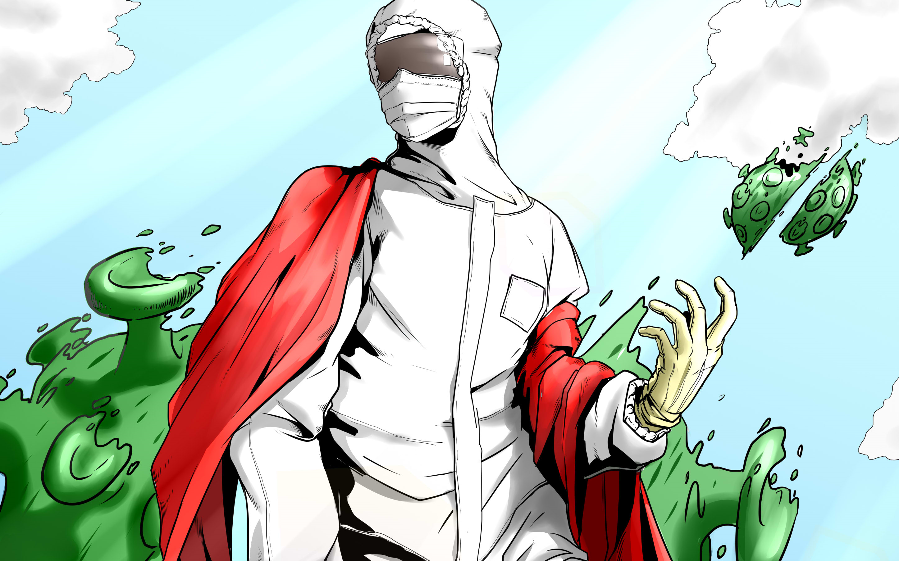 【萌新画画】抗击疫情,志愿者海报