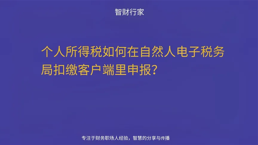 个人所得税如何在自然人电子税务局扣缴客户端里申报?