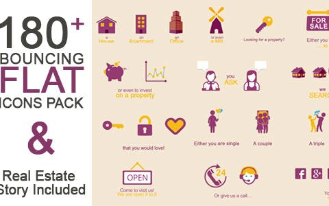 AE模板-180套动态图标icon