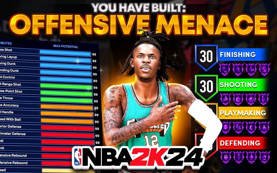 【NBA2K24】开服后卫建模精选推荐 92三分+95控球+92加速度+93切...