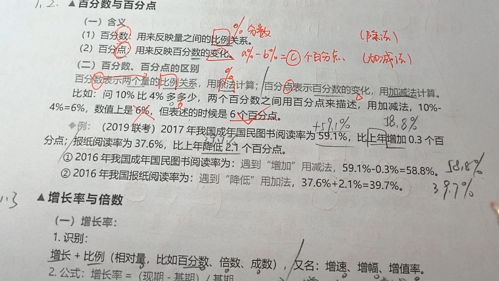 【三色笔记】1.2百分点VS百分数