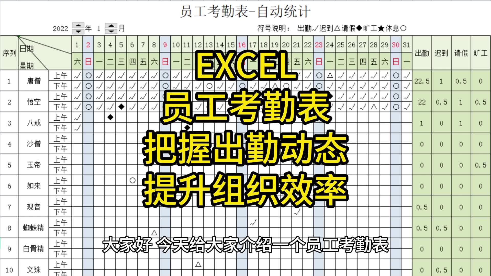 EXCEL员工考勤表:把握出勤动态,提升组织效率