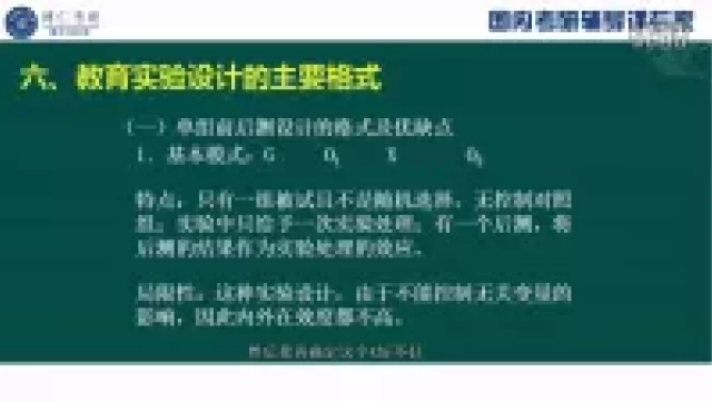 教育学考研教育研究方法视频课程系列—教育实验设计的主要格式