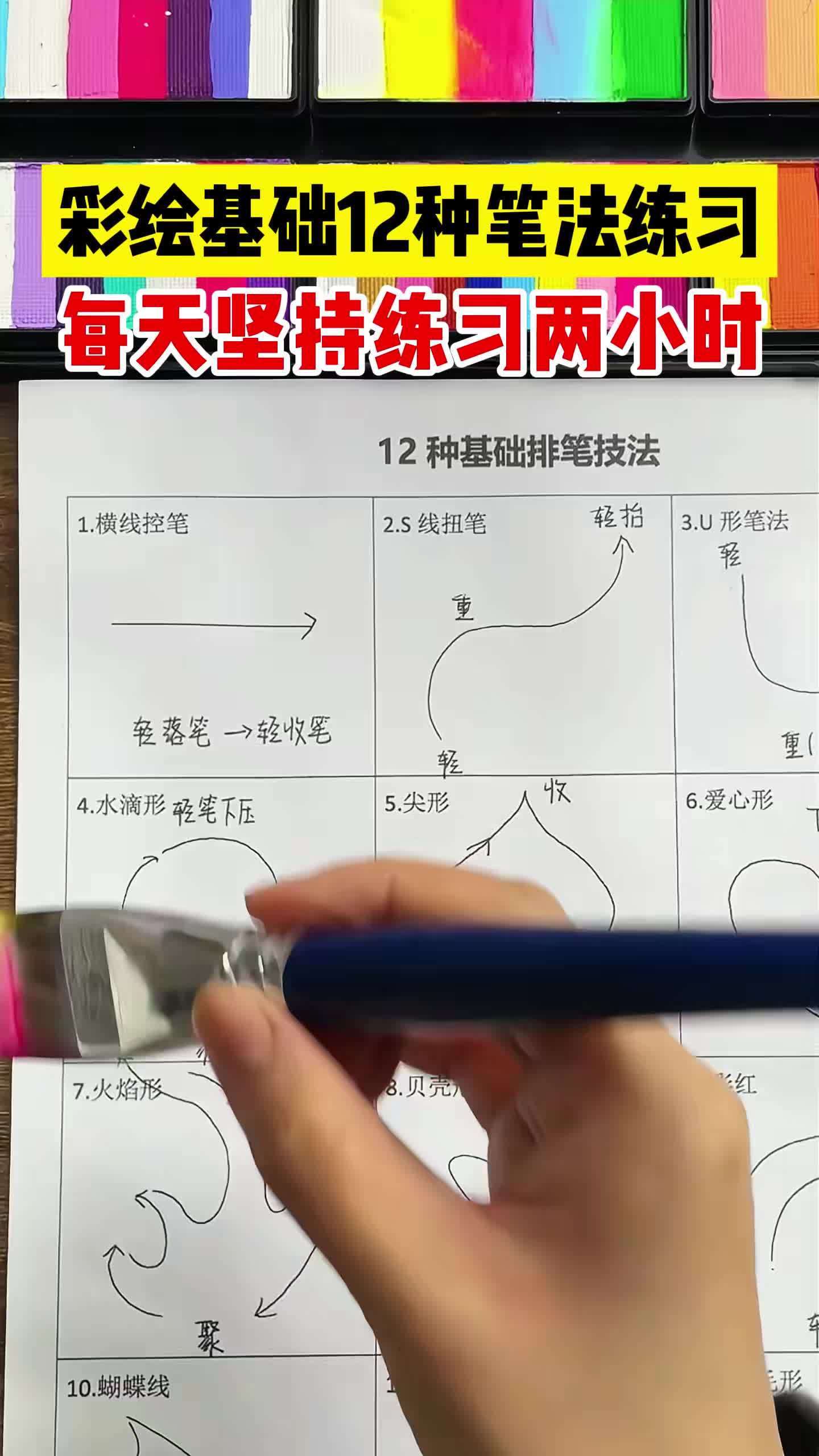 花两个小时练会基础排笔,再加上一些线条组合就可以画整图了