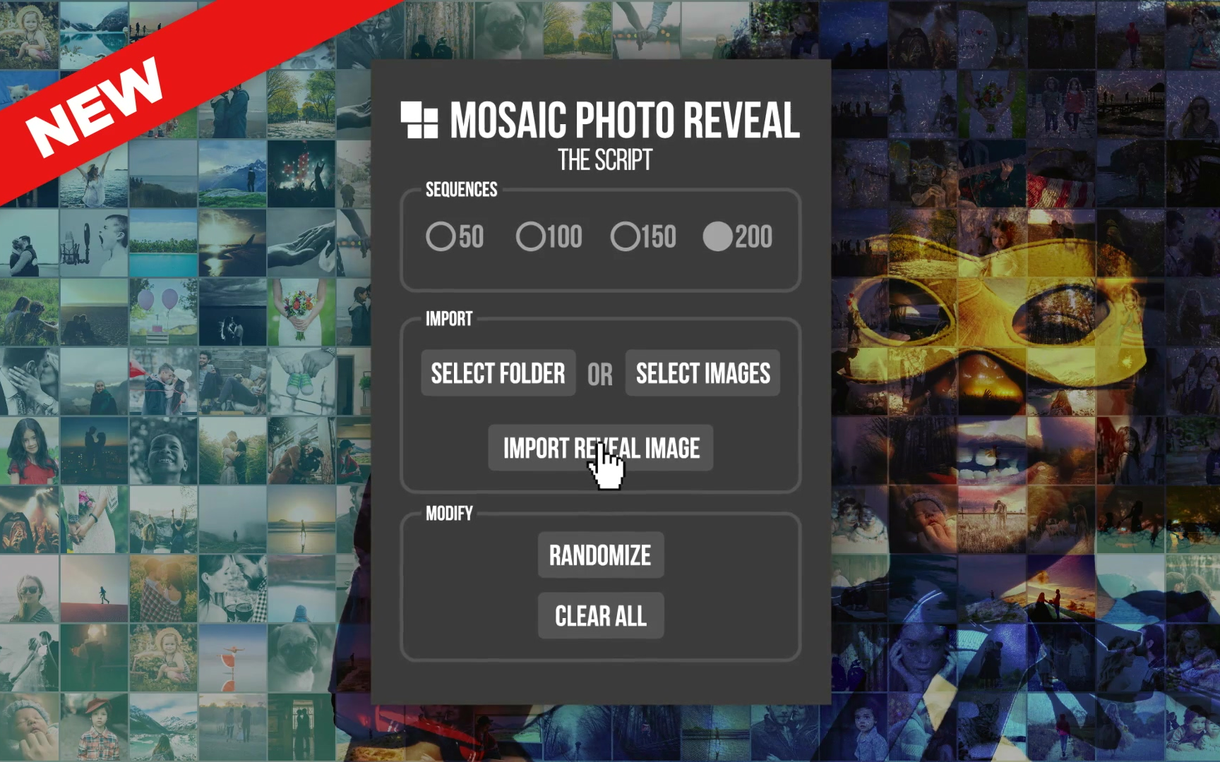 ...清风制作】AE照片墙模板Mosaic Photo Reveal 1833928脚本使用教程
