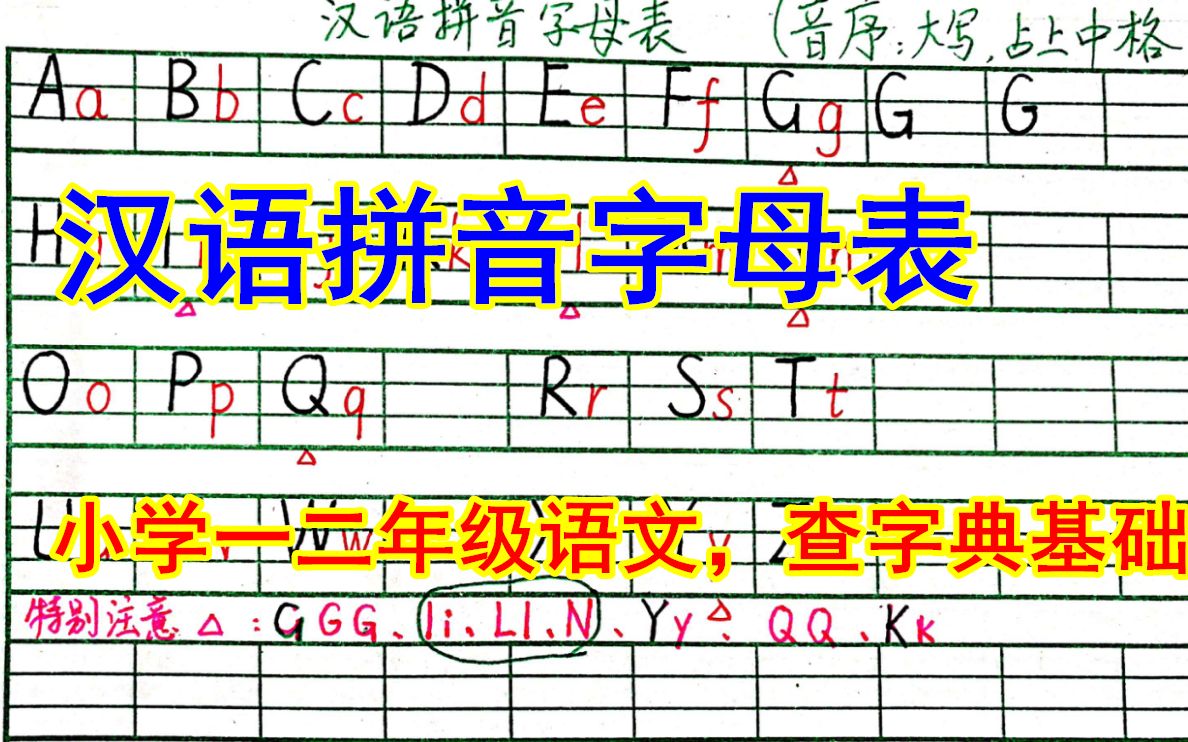 汉语拼音字母表,小学一二年级语文,查字典音序