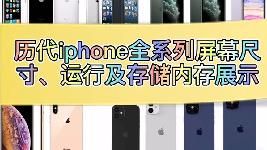 历代iphone全系列屏幕尺寸、运行内存及存储内存展示