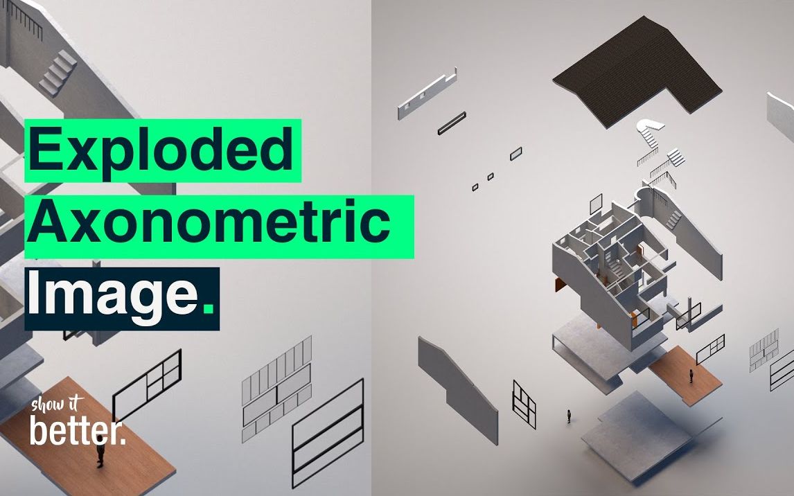 ...爆炸轴测图静态与动画两种风格的制作过程SU+PS+AE【中英字幕】