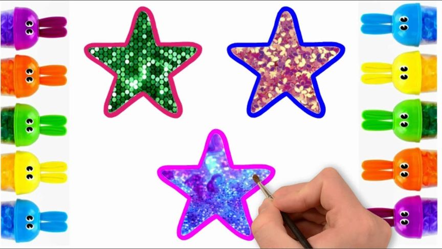 亲子简笔画:金粉三个五角星