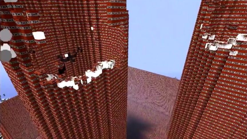我的世界 1亿TNT搭建美国双子塔瞬间引爆,电脑能不能抗住?