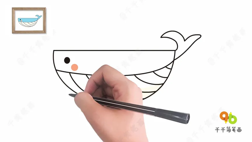海底动物大鲸鱼简笔画步骤图,超级简单还不快收藏了教孩子画