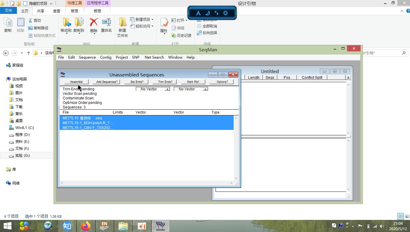 SeqMan测序结果比对