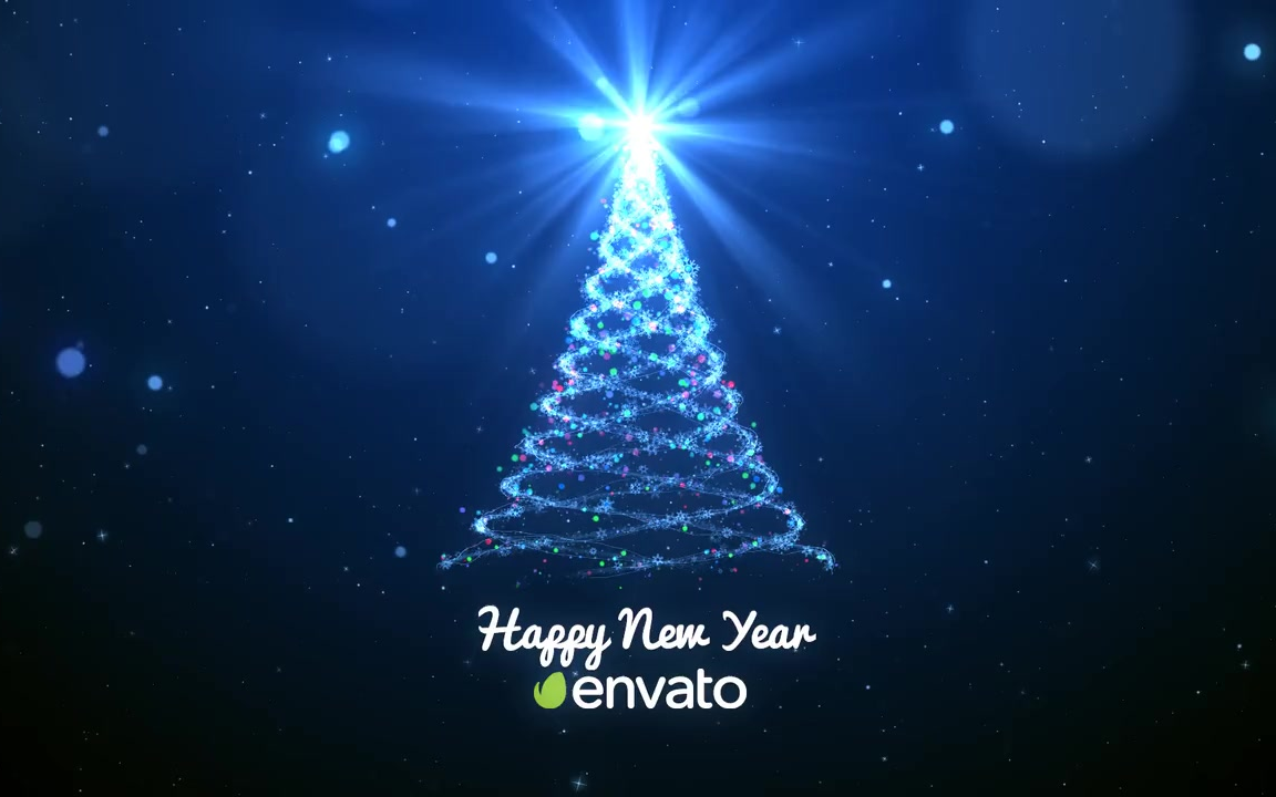 PR模板-粒子生长圣诞树效果的新年祝福视频模板圣诞节节日祝福视频...
