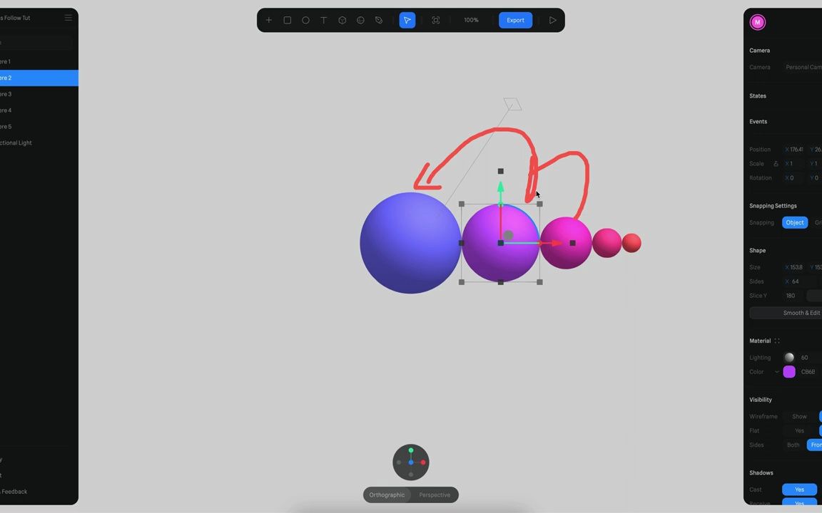 How to create an object follow interaction in 3d with Spline(1)