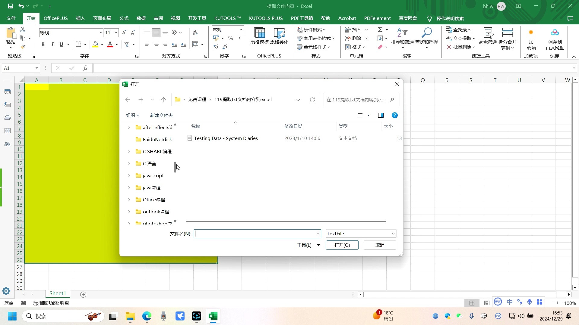 VBA提取txt文件内容到Excel,购买课程后私聊我,可以附送其他文件