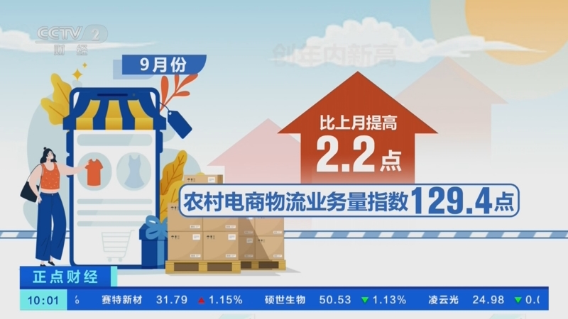 [正点财经]9月份中国电商物流指数为112.3点 多项指标创年内新高