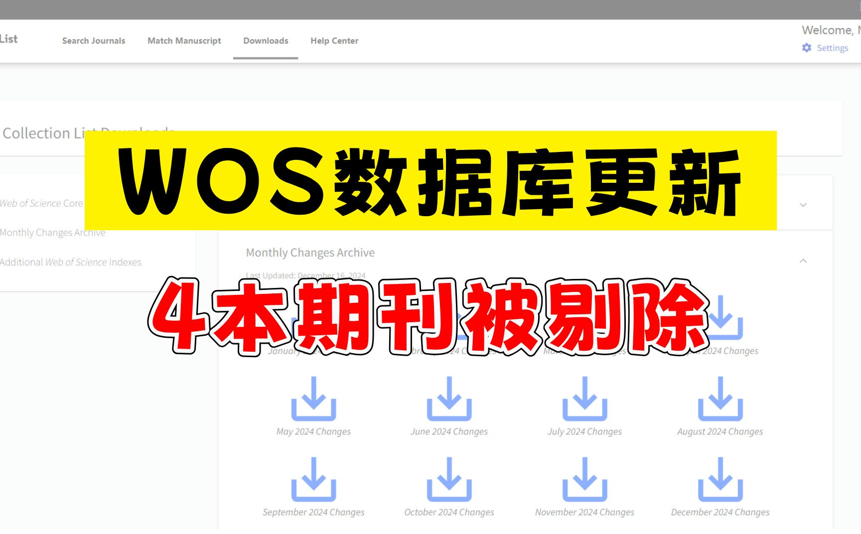 WOS数据库更新,4本期刊被剔除!好消息:解除On hold;坏消息:被踢出SCI!