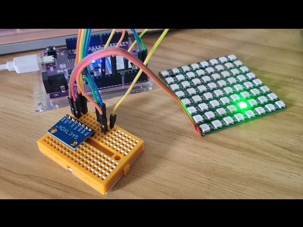 ...Arduino动手做(233)---ESP32-S3 UNO读取ADXL345的XY轴控制WS...