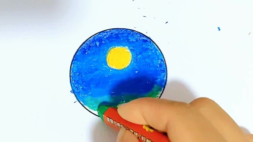 我画的风景画好看吗?油画棒创意简笔画,儿童画,少儿创意美术