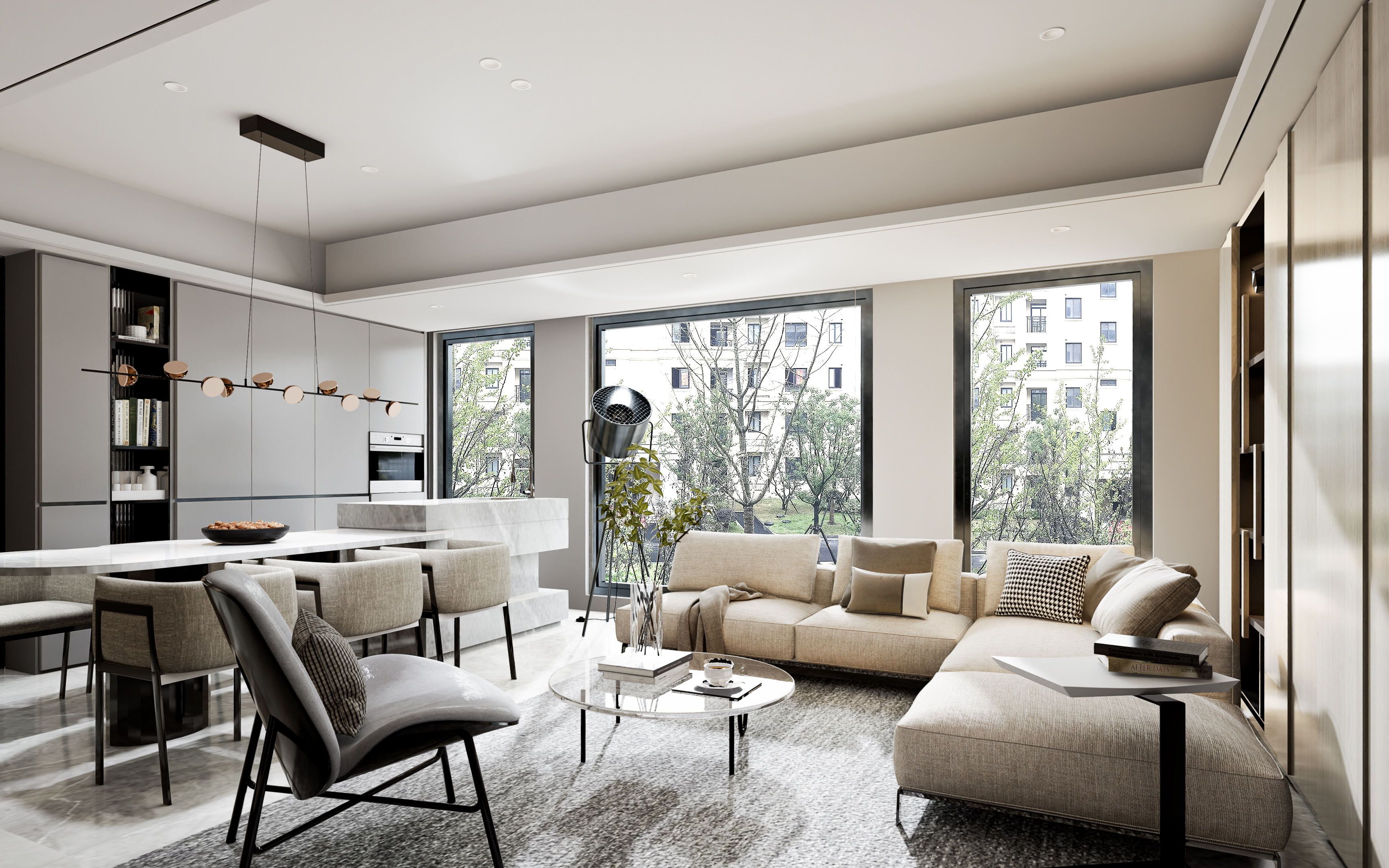 D5渲染器-第二弹客餐厅出图,录屏感觉有些卡顿,难受。