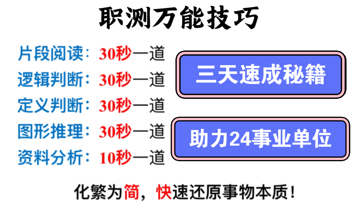 【三天速成】职测万能技巧+24年3月30日事业单位联考《职测A》真题...