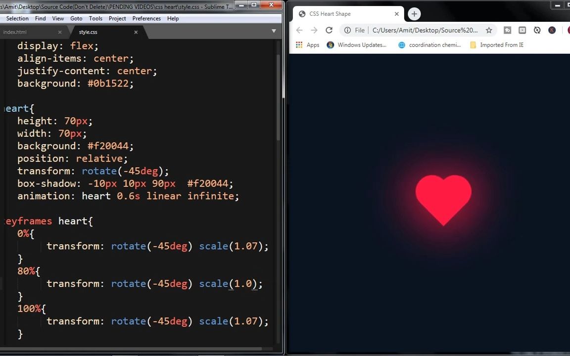 用 HTML 和 CSS 实现心跳动画