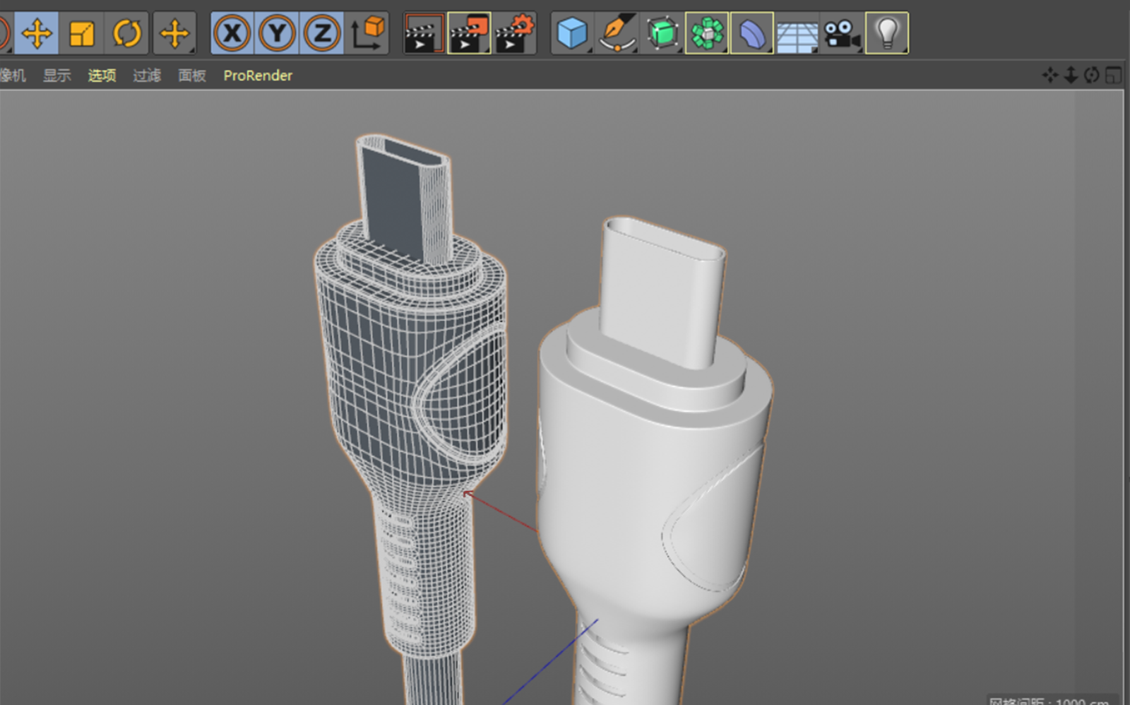 c4d建模USB电子产品建模布线曲面挖孔