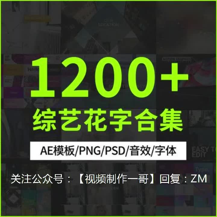 综艺节目花字AE字幕素材模板弹幕视频包装字体音效动态表情PR AE