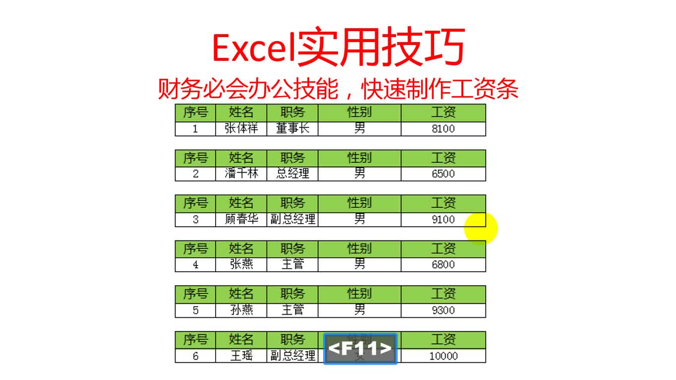 Excel实用技巧,财务必会办公技能,快速制作工资条