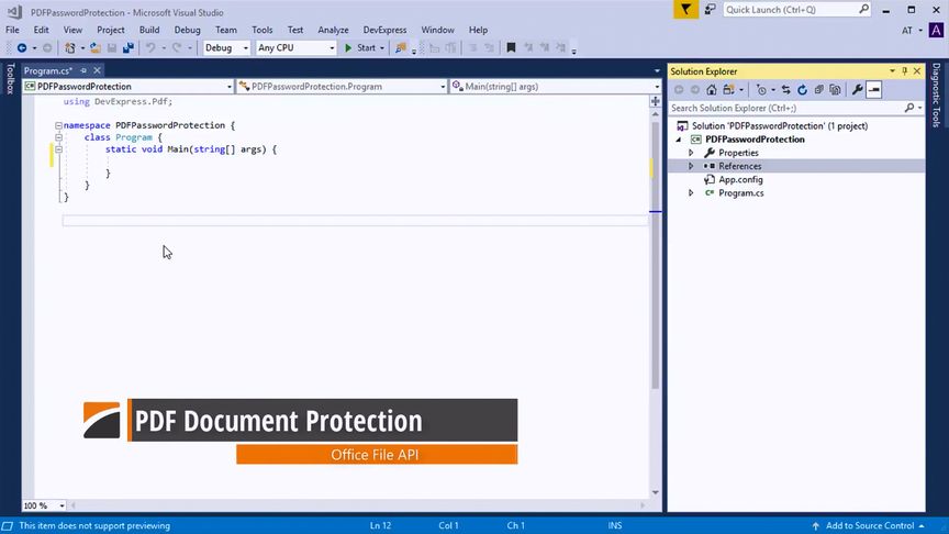 DevExpress一分钟系列之如何使用Office File API加密保护PDF文档