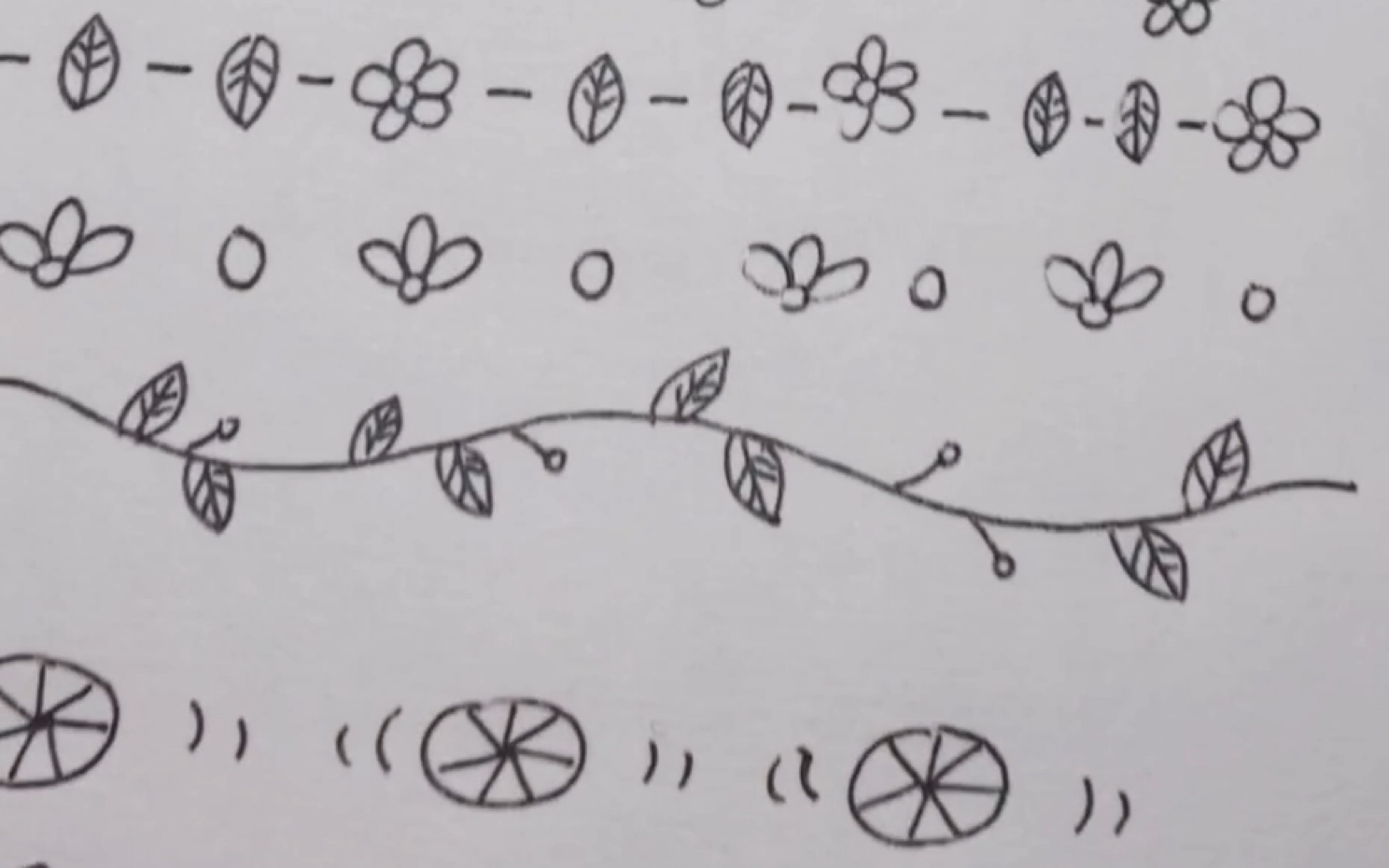 【十分钟简笔画】花和叶子组成的花边